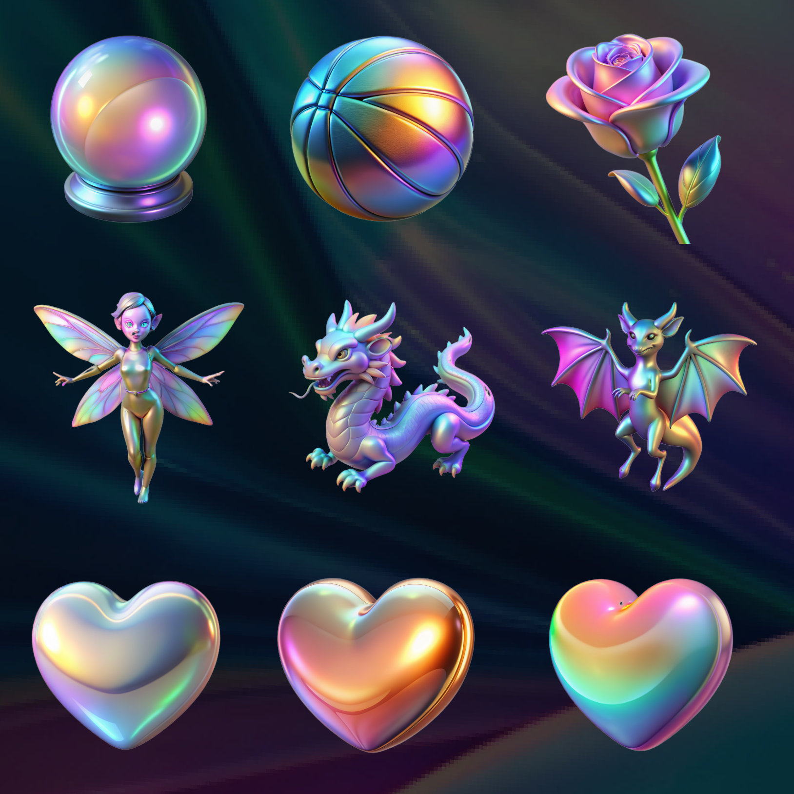 Holographic Emoji Set - 84 Icons for Holo Vibes - Transparent .png ...