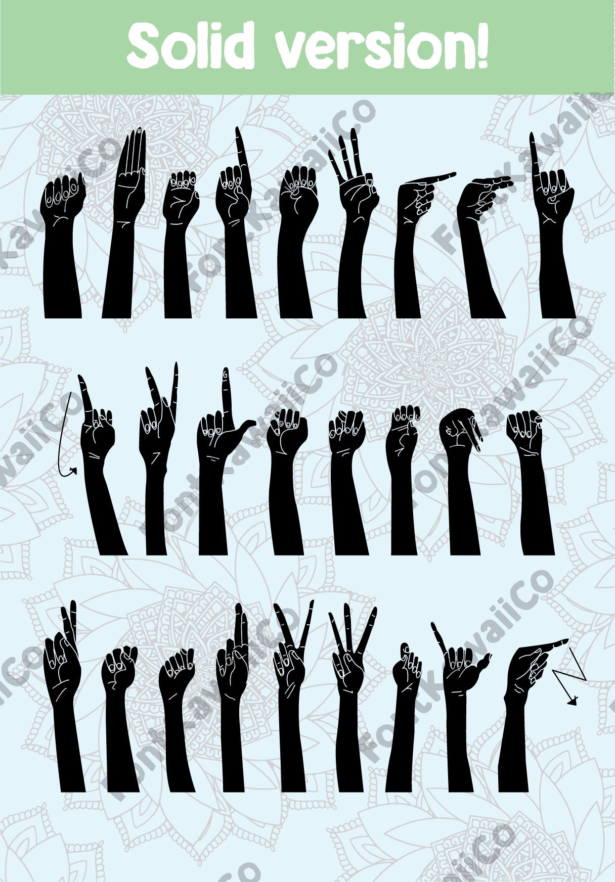 Handey - an Inclusive Sign Language Font - .OTF Two Versions ...
