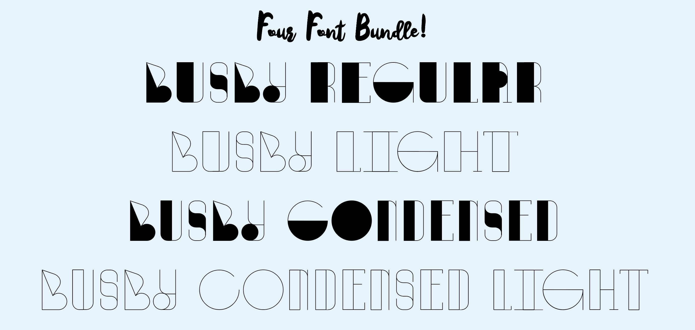 Art Deco Font Bundle - .OTF - Busby - A High Contrast Font in 4 Styles ...