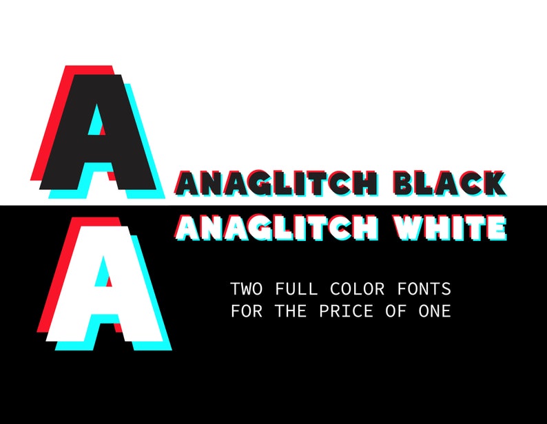 Anaglitch - Full Color Chromatic Aberration Font - .OTF Full Color - 3D ...