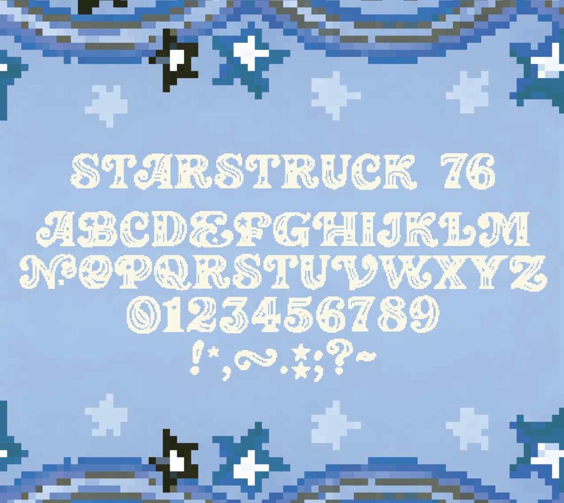 Starstruck 76 - Installable .OTF Font File - 1976 Bicentennial Stars ...
