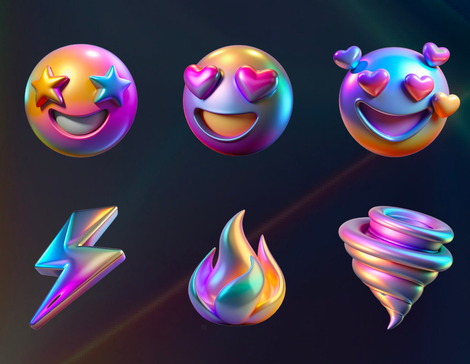 Holographic Emoji Set - 84 Icons for Holo Vibes - Transparent .png ...