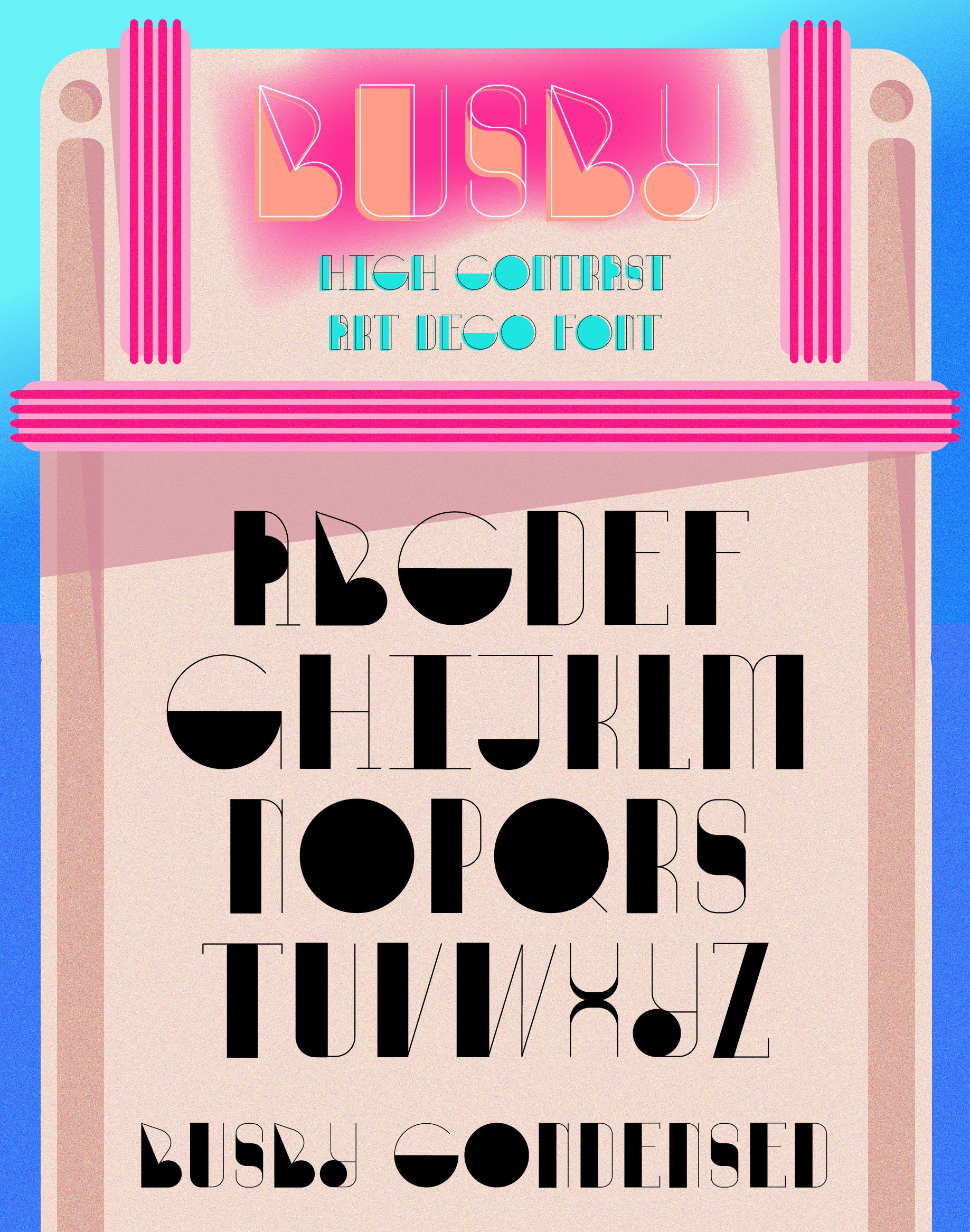 Art Deco Font Bundle - .OTF - Busby - A High Contrast Font in 4 Styles ...