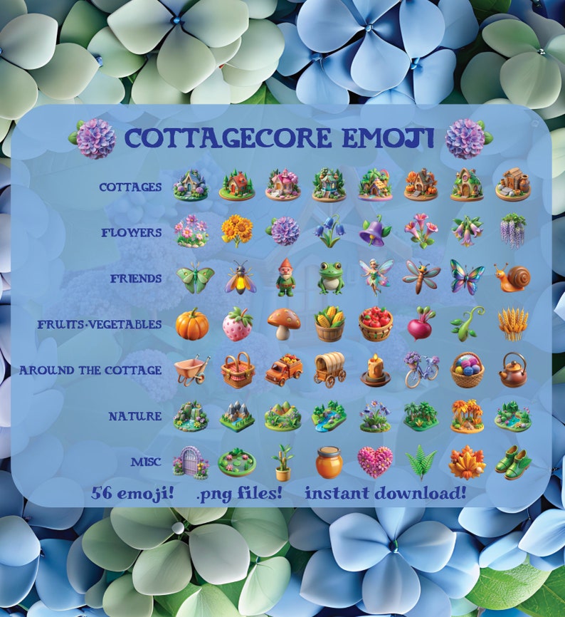 Cottagecore Emoji Set 54 Beautiful Emoji for Cottagecore Vibes ...