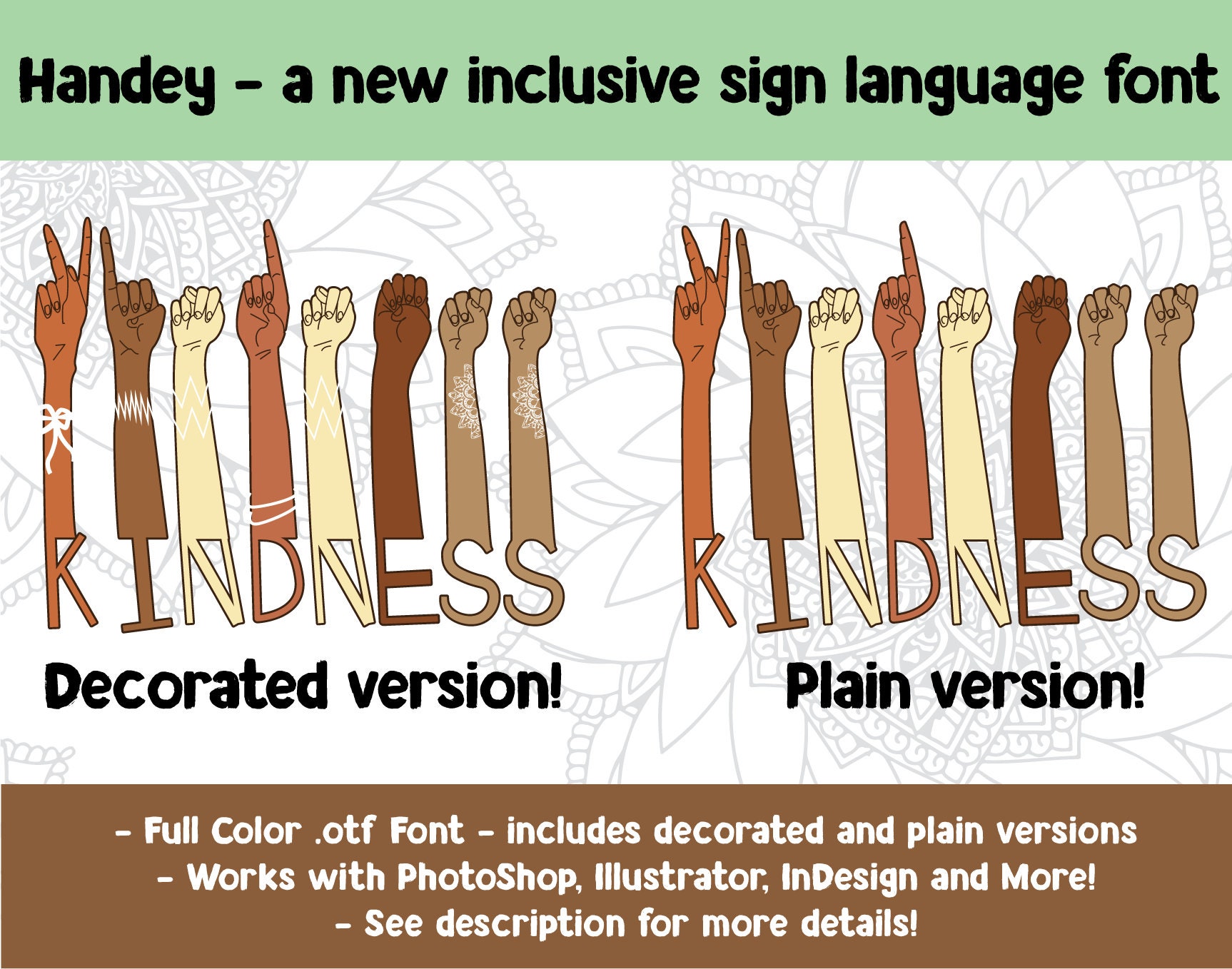 Handey - an Inclusive Sign Language Font - .OTF Full Color - Two ...