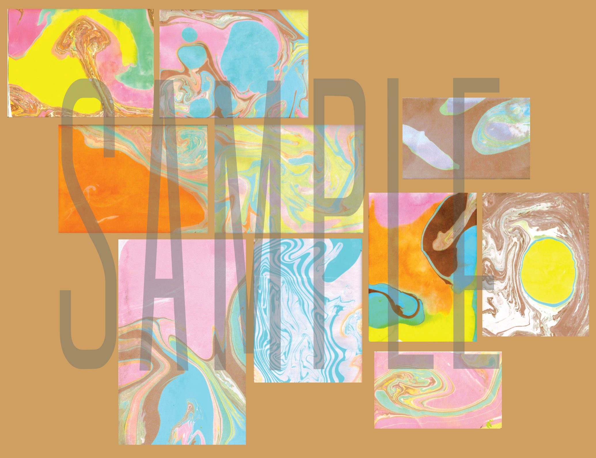 Suminagashi - Japanese Marbled Paper Printable - Downloadable Digital ...