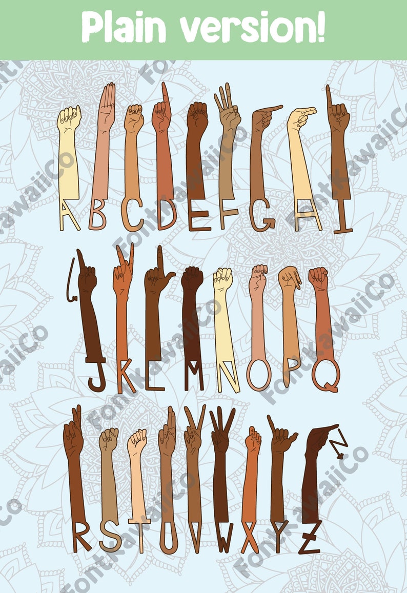 Handey - an Inclusive Sign Language Font - .OTF Full Color - Two ...