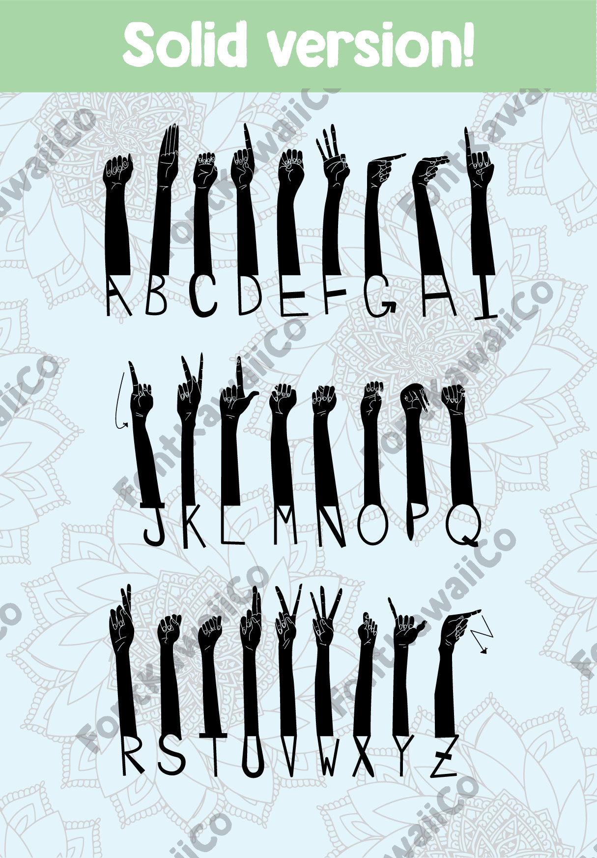 ASL Font Handey an Inclusive Sign Language Font .OTF Two - Etsy