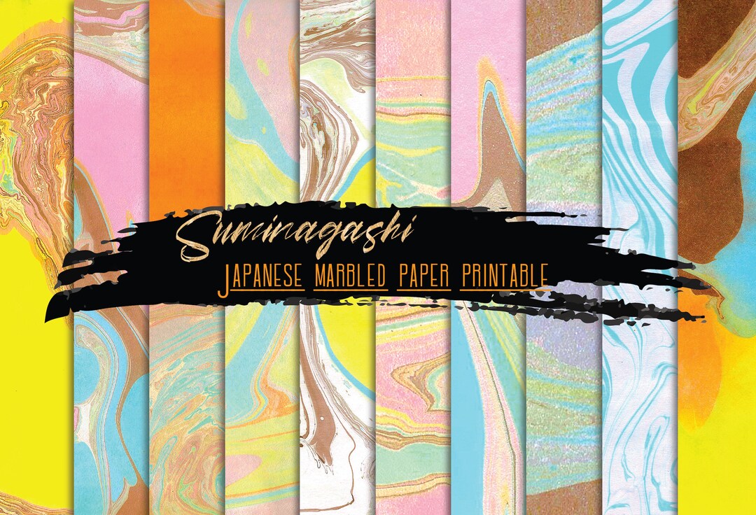 Suminagashi - Japanese Marbled Paper Printable - Downloadable Digital ...