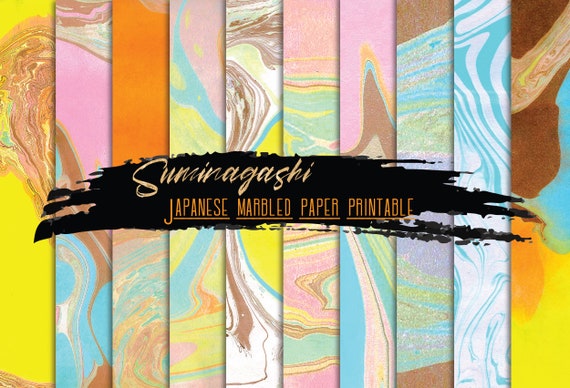 Suminagashi Japanese Marbled Paper Printable Downloadable - Etsy