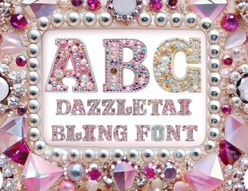 Dazzletai - Y2k Bling Phone Inspired Font - Kawaii Decoden Transparent ...
