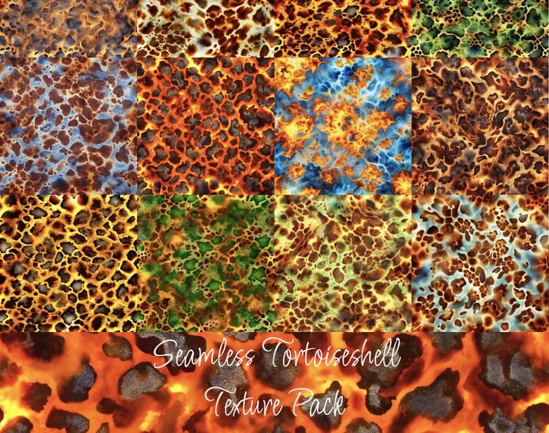 Seamless Tortoiseshell Textures Pack - 12 Repeating Tortoiseshell ...