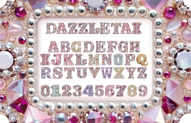 Dazzletai - Y2k Bling Phone Inspired Font - Kawaii Decoden Transparent ...