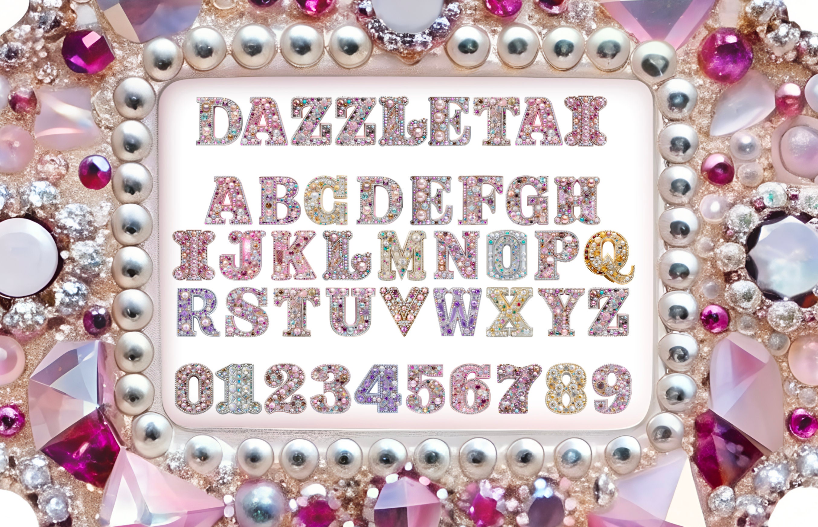 Dazzletai Y2k Bling Phone Inspired Font Kawaii Decoden Transparent .PNG ...
