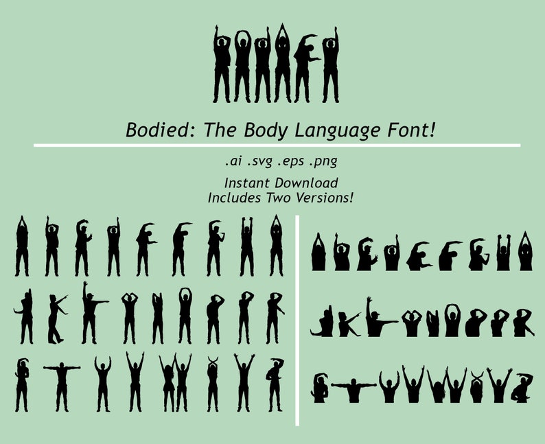 Bodied the Body Language Font .ai .svg .eps .png Two Full Alphabets ...