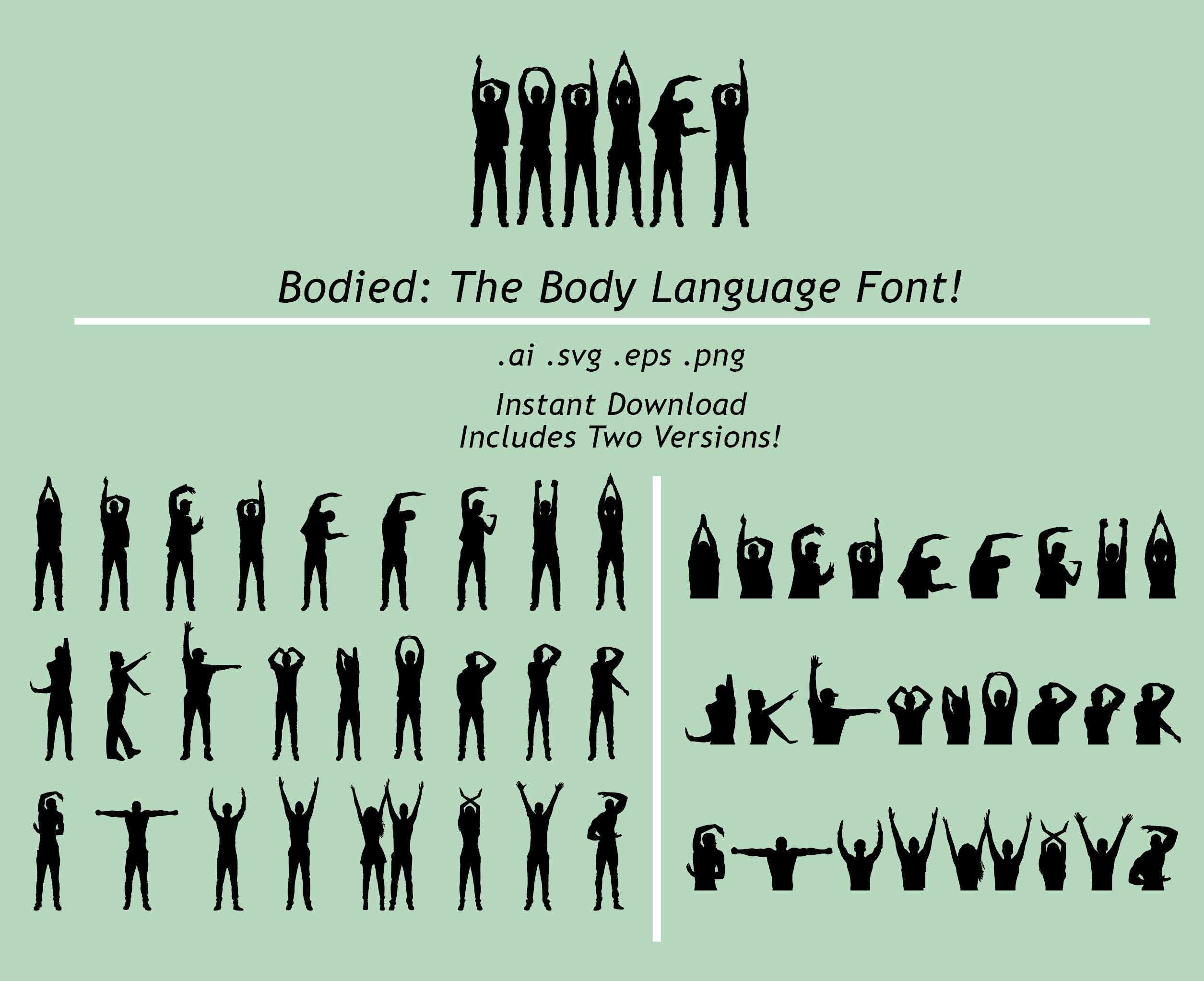 Bodied - the Body Language Font - .ai .svg .eps .png - Two Full ...