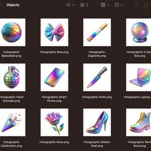 Holographic Emoji Set - 84 Icons for Holo Vibes - Transparent .png ...