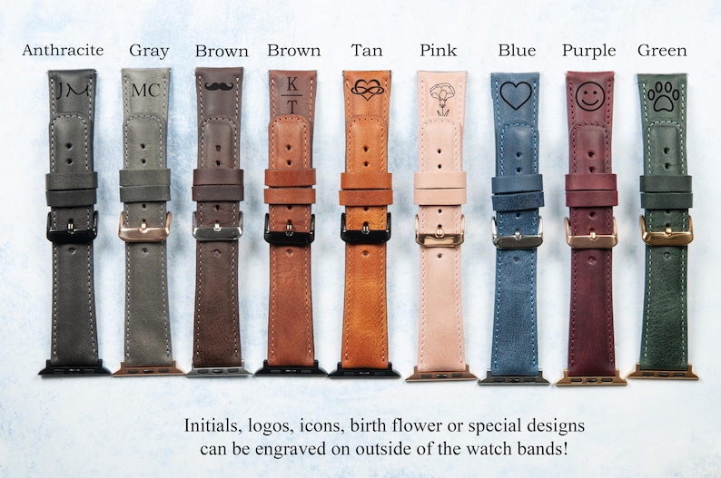 Personalized Leather Galaxy Watch Band: Custom 20mm 22mm Strap - Etsy