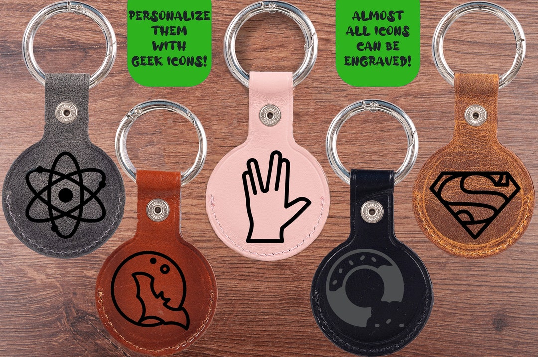 AirTag Leather Keychain, Engraved AirTag Case, Custom AirTag Holder ...