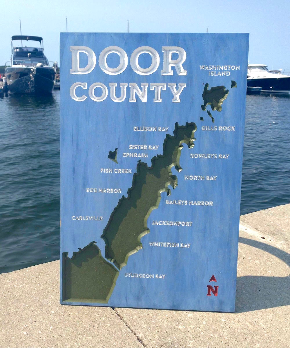 Door County Map Sign - Etsy
