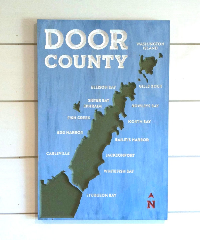 Door County Map Sign - Etsy