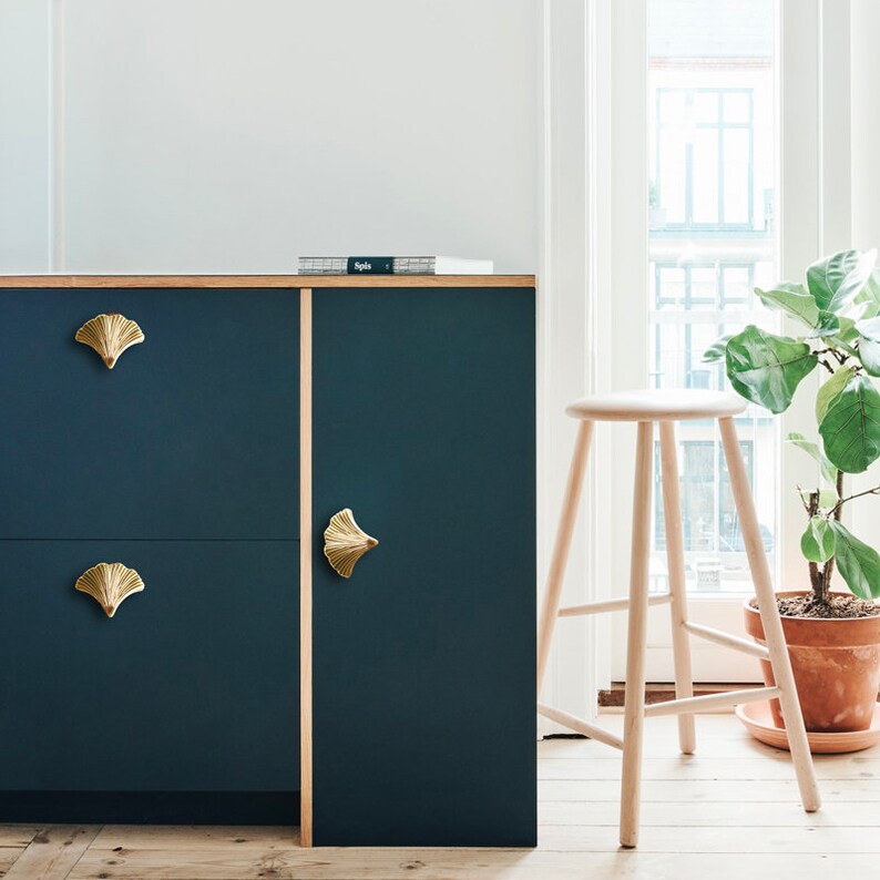 Brass Ginkgo Knobs Ginkgo Drawer Pulls Wardrobe Knob - Etsy