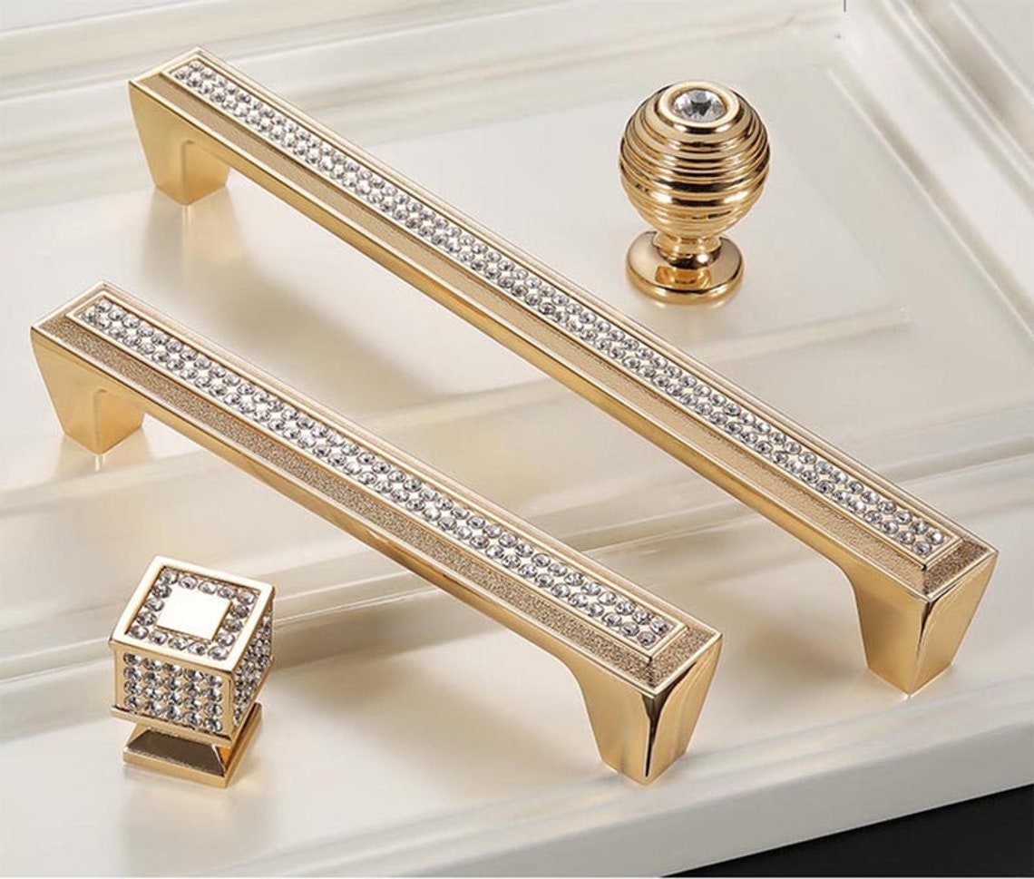 Polished Gold Diamond Embedded Wardrobe Modern Kitchen Cabinet | Etsy