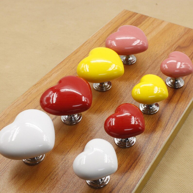 Heart Shaped Ceramic Knobs Cute Ceramics Cabinet Knob Handles - Etsy