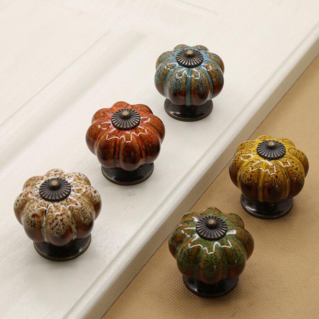 Bronze Ceramic Pumpkin Knobs , Kid's Room Nursery Room Knobs, Wardrobe ...