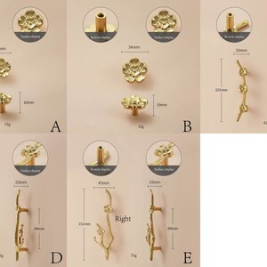 Brass Flower Branch Knobs Pulls, Solid Brass Drawer Pulls, Wardrobe ...