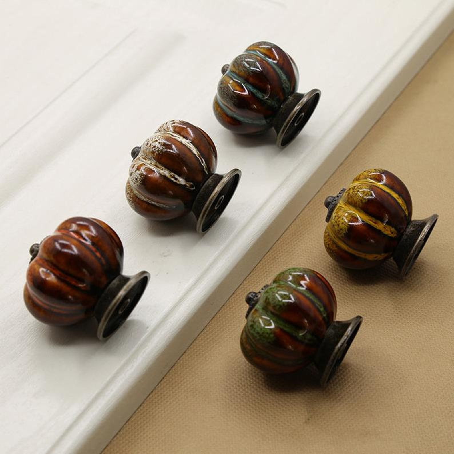Bronze Ceramic Pumpkin Knobs Kid's Room Nursery Room - Etsy