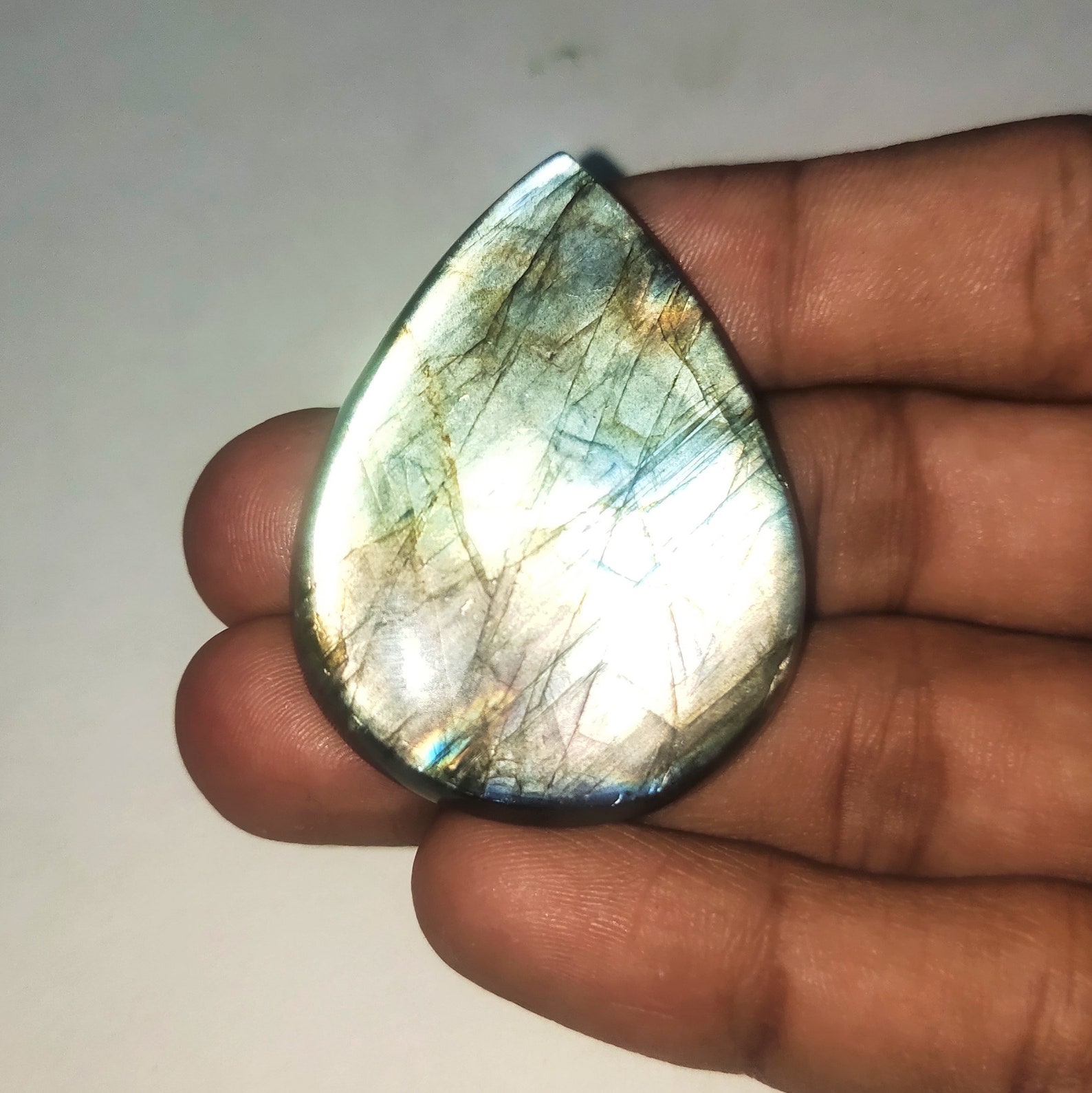 Natural White Flashy Fire Labradorite Gemstone Cabochon Rare | Etsy