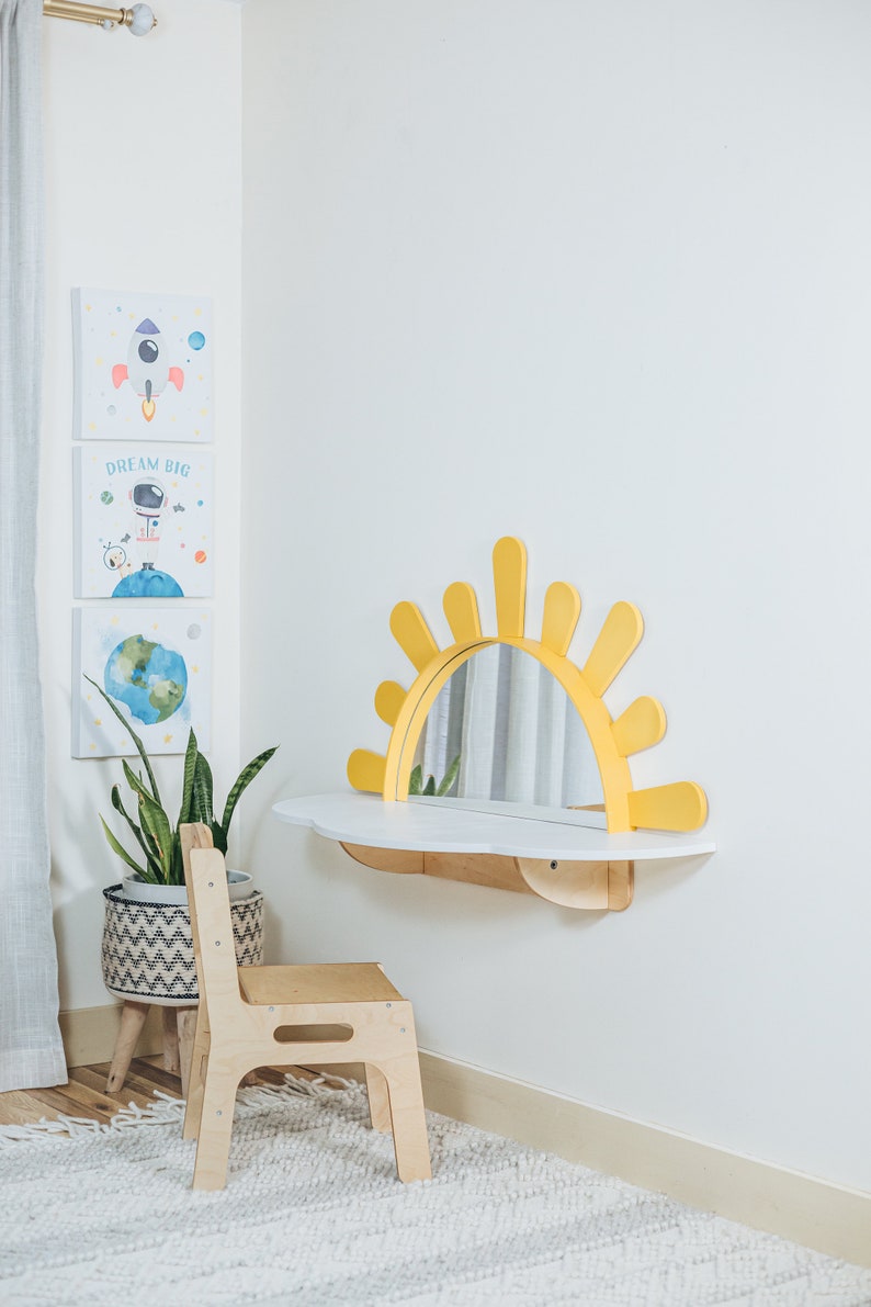 Sunshine Wall-mounted Kids Table, Preschool Set - Desk and Chair ...