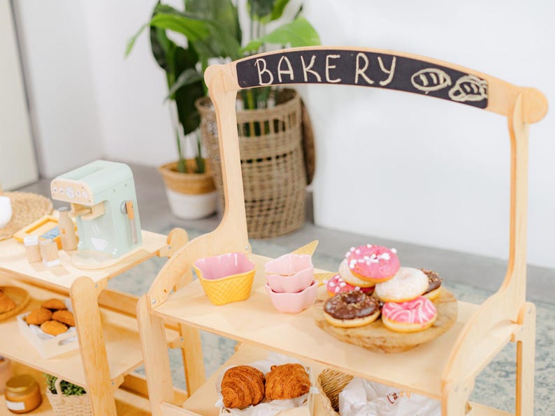 Montessori Children’s Wooden Market Stand & 3-tier Shelf Set – Eco ...
