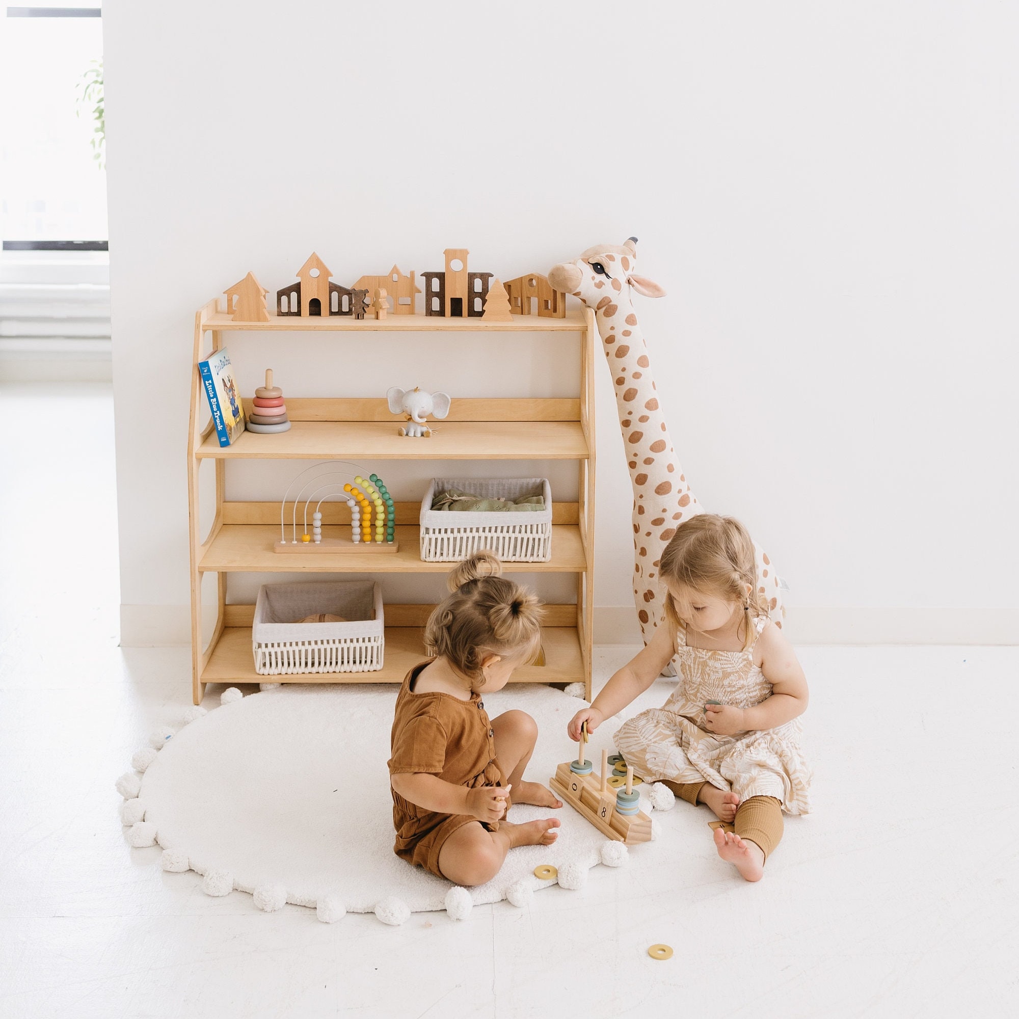 Set of Open Shelves: Toy Storage + Kid Clothing Rack, Toddler Nursery ...