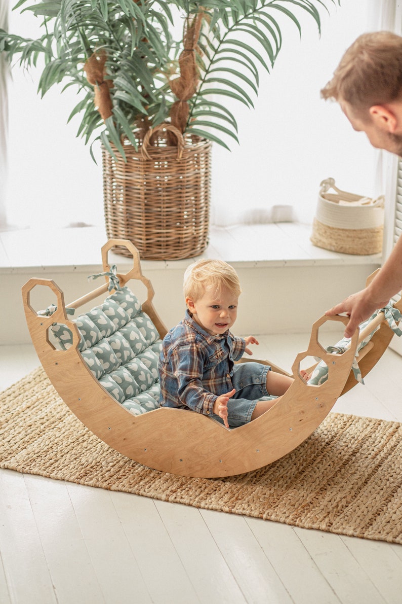 Unique Baby Gift - Montessori Rocker With Cushion, Climbing Arch ...