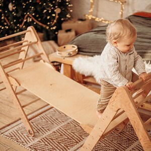Climbing Set: TWO Foldable Triangle + Climbing Ramp, Montessori Toddler ...