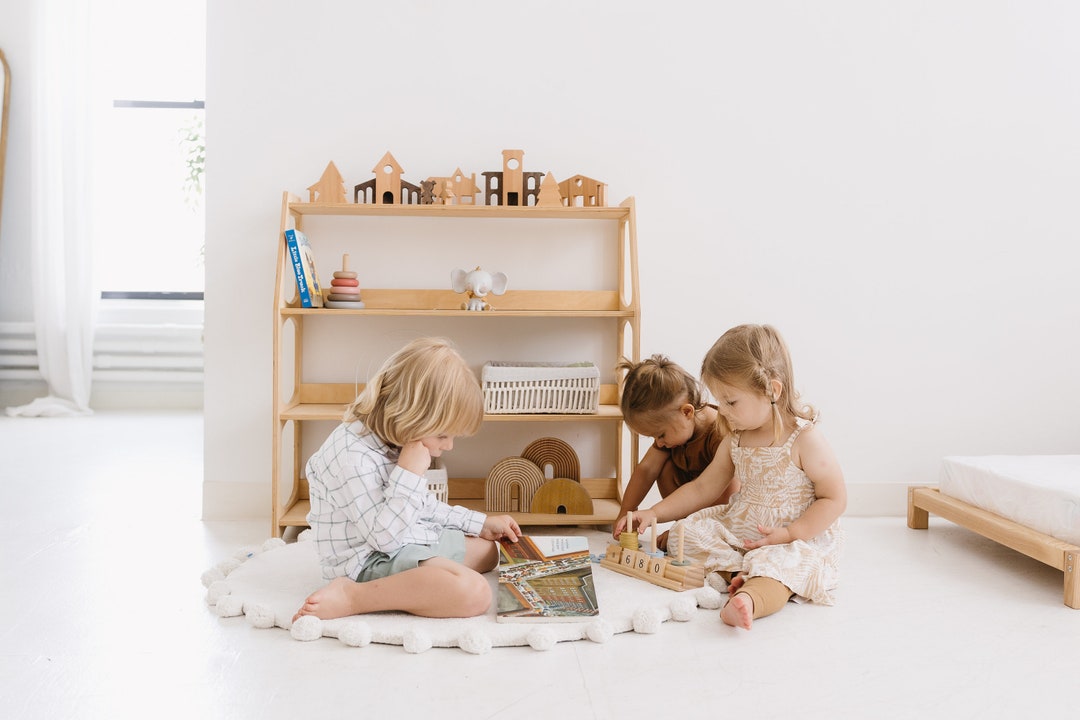 Set of Open Shelves: Toy Storage + Kid Clothing Rack, Toddler Nursery ...