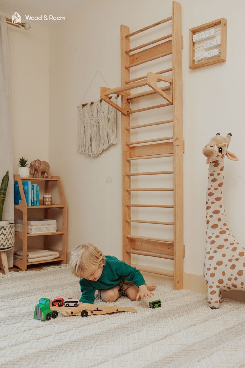 Swedish Ladder With Bars Slide Art Table Indoor Play Gym - Etsy