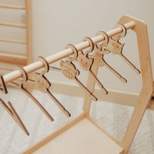 Wooden Clothing Rack With Shelves + 10 Hangers, Toddler Wardrobe, Kids ...