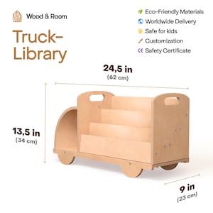 Car Kids Bookshelf, Montessori Furniture, Christmas Gift for Toddler ...