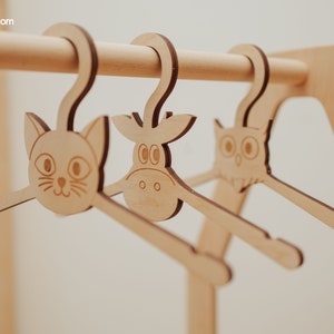 Kids Clothes Hangers 10 Pcs, Baby Animal Hangers, Children Wooden ...