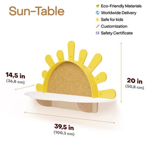 Sunshine Wall-mounted Kids Table, Preschool Set - Desk and Chair ...
