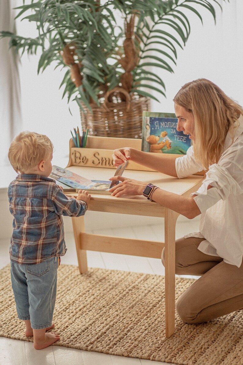 Learning Preschool Desk With Bookshelf for Toddler Montessori - Etsy