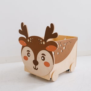 Wooden Box on Wheels, Baby and Toddler Toys Storage, Montessori ...