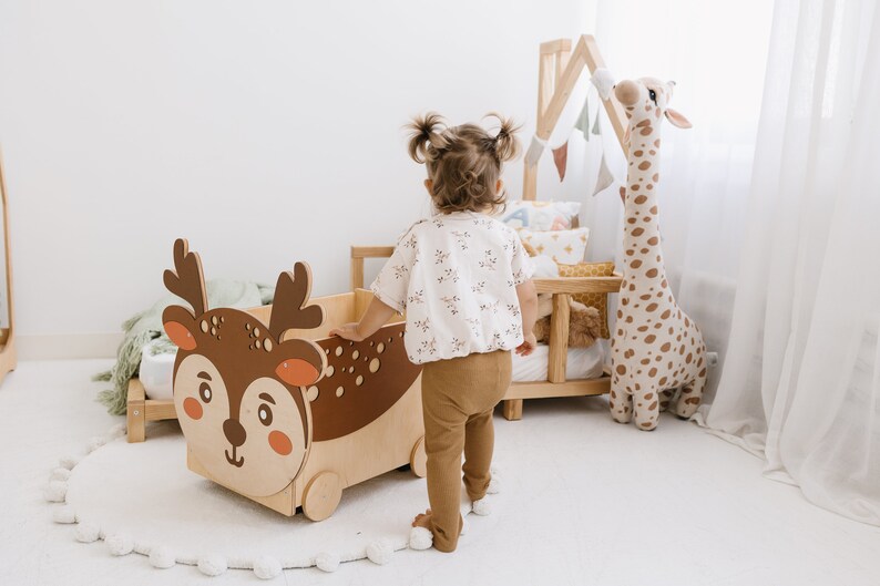 Toddler Playroom Toys Storage Box With Wheels, Toy Chest on Casters ...