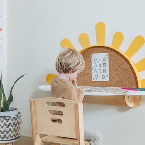 Sunshine Wall-mounted Kids Table, Preschool Set - Desk and Chair ...