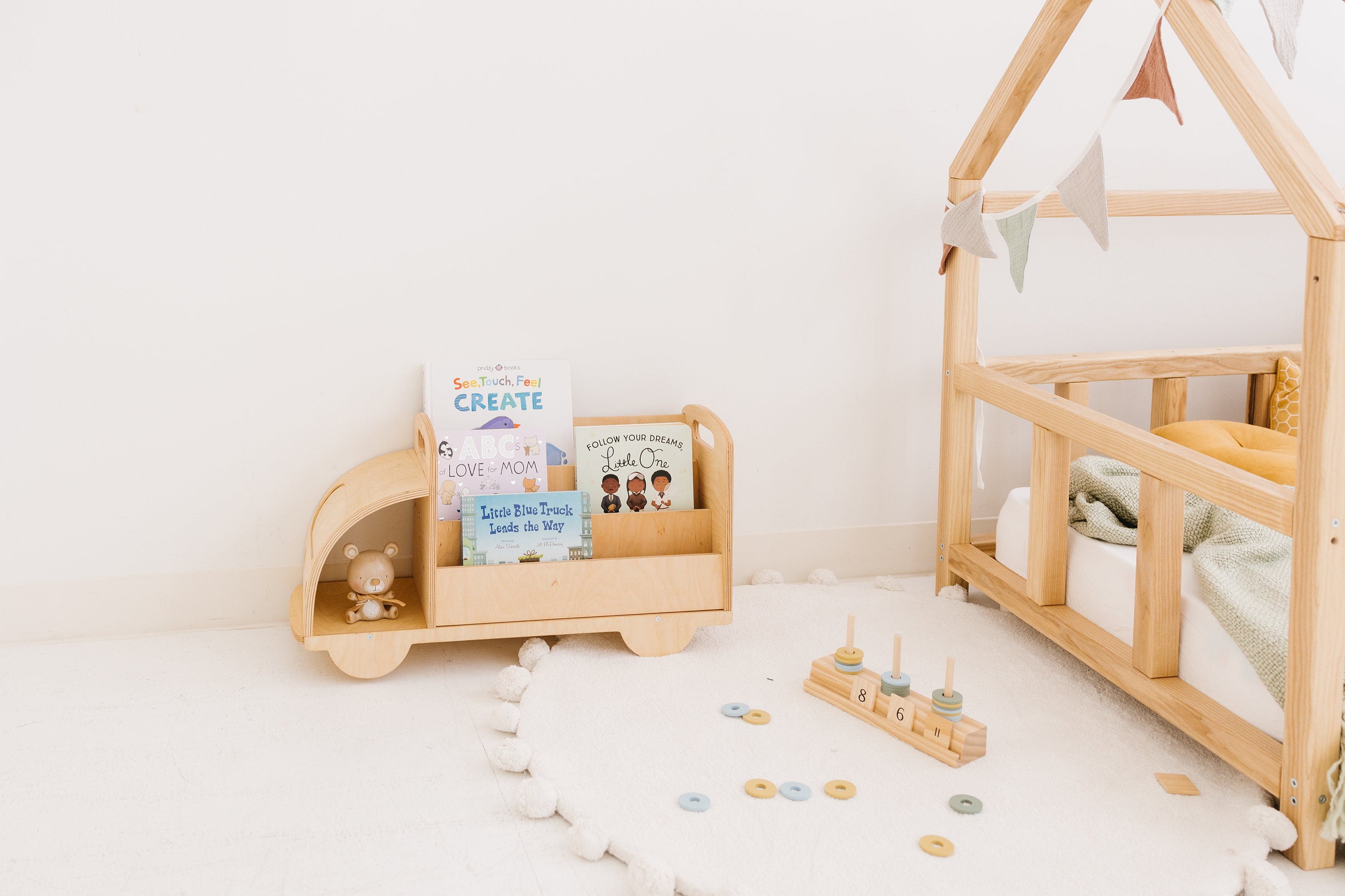 Car Kids Bookshelf, Montessori Furniture, Christmas Gift for Toddler ...
