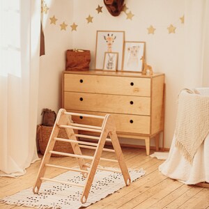 Foldable Climbing Triangle With Wooden Ramp and Slide, Wood Play Gym ...