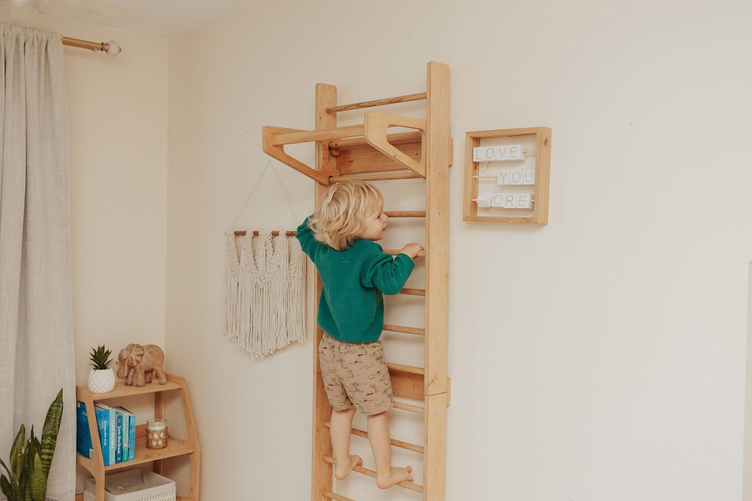 Swedish Ladder With Bars + Slide + Art Table, Indoor Play Gym, Climbing ...